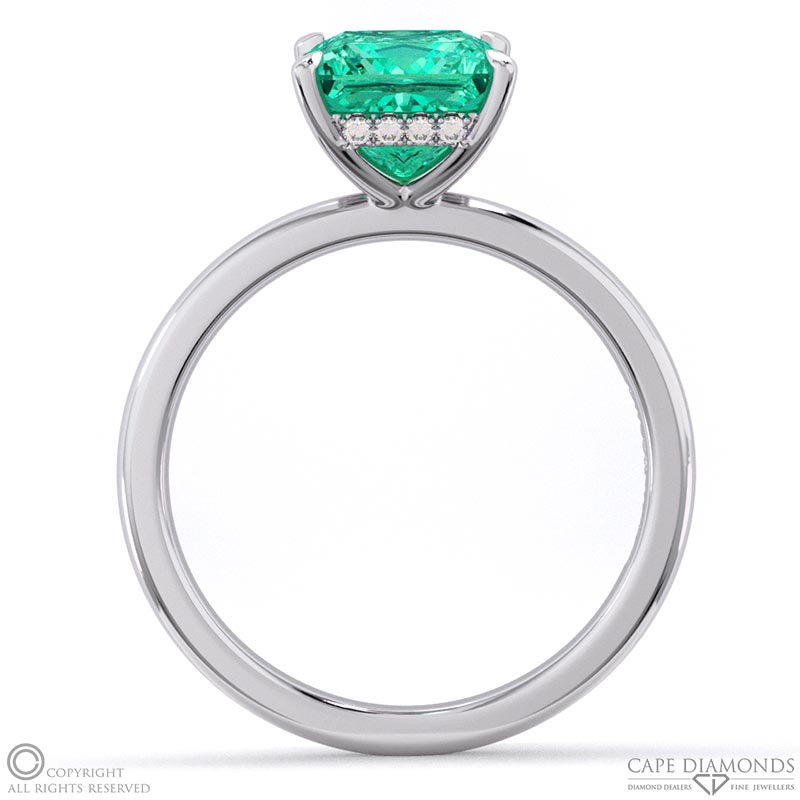 Tourmaline Princess Cut Hidden Halo Engagement Ring White Gold | Cape ...