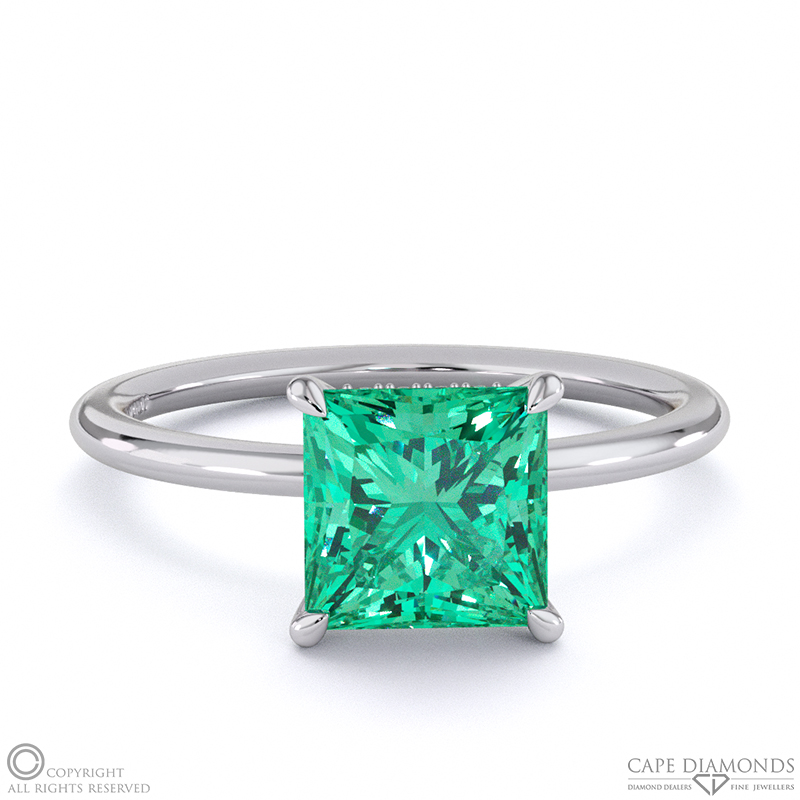 Tourmaline Princess Cut Hidden Halo Engagement Ring White Gold | Cape ...