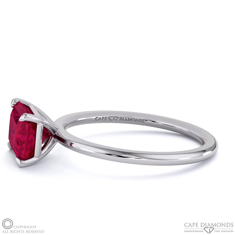 Ruby East West Radiant Cut Solitaire Engagement Ring White Gold | Cape ...