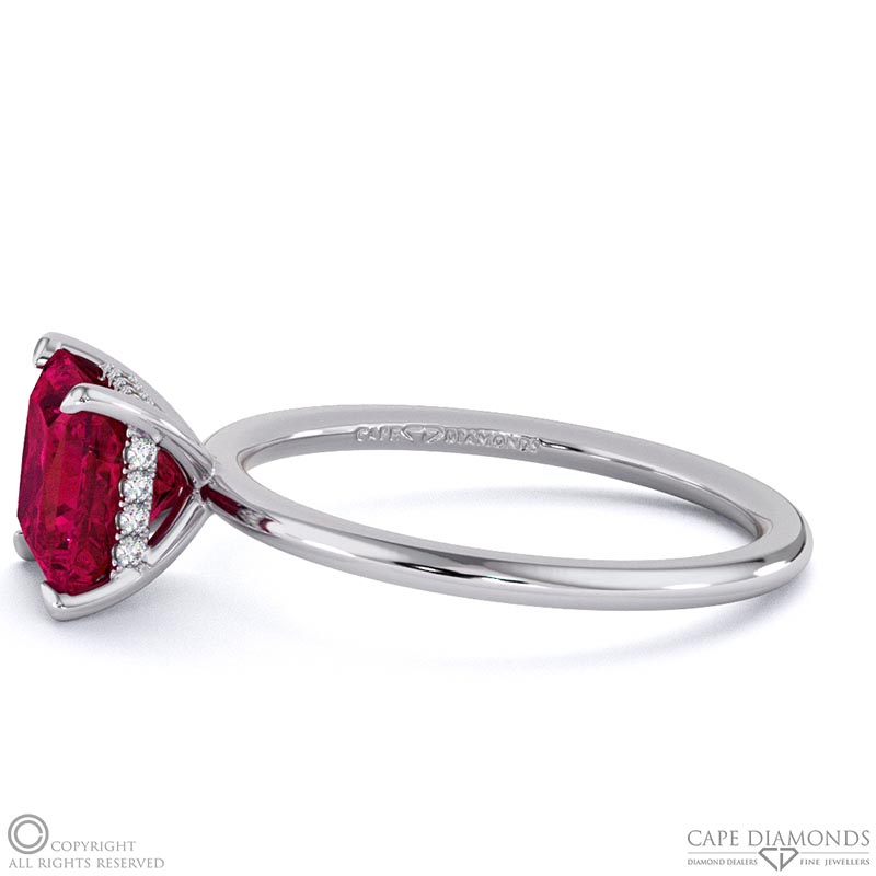 Ruby Princess Cut Hidden Halo Engagement Ring White Gold | Cape Diamonds