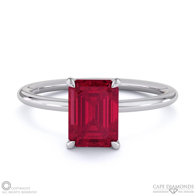 Ruby Emerald Hidden Halo Solitare Engagement Ring White Gold | Cape ...