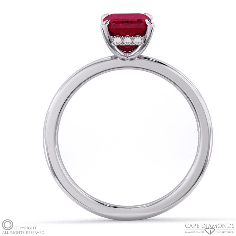 Ruby Emerald Hidden Halo Solitare Engagement Ring White Gold | Cape ...