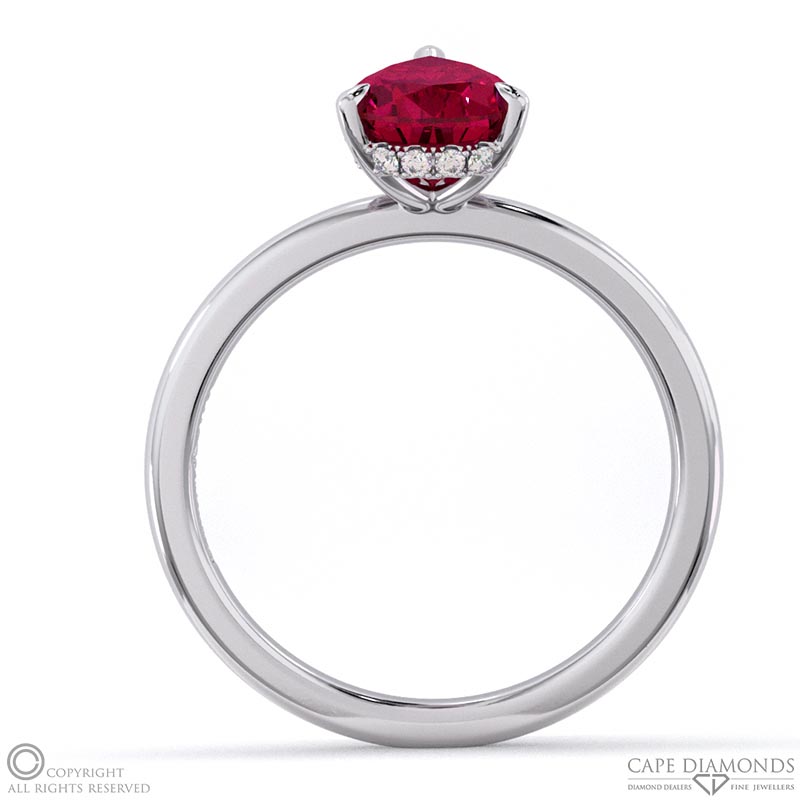 Ruby Pear Cut Hidden Halo Engagement Ring White Gold | Cape Diamonds