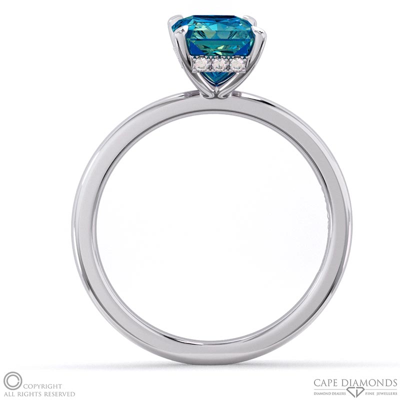 Alexandrite Radiant Cut Hidden Halo Engagement Ring White Gold | Cape ...