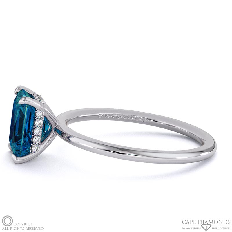 Alexandrite Radiant Cut Hidden Halo Engagement Ring White Gold | Cape ...