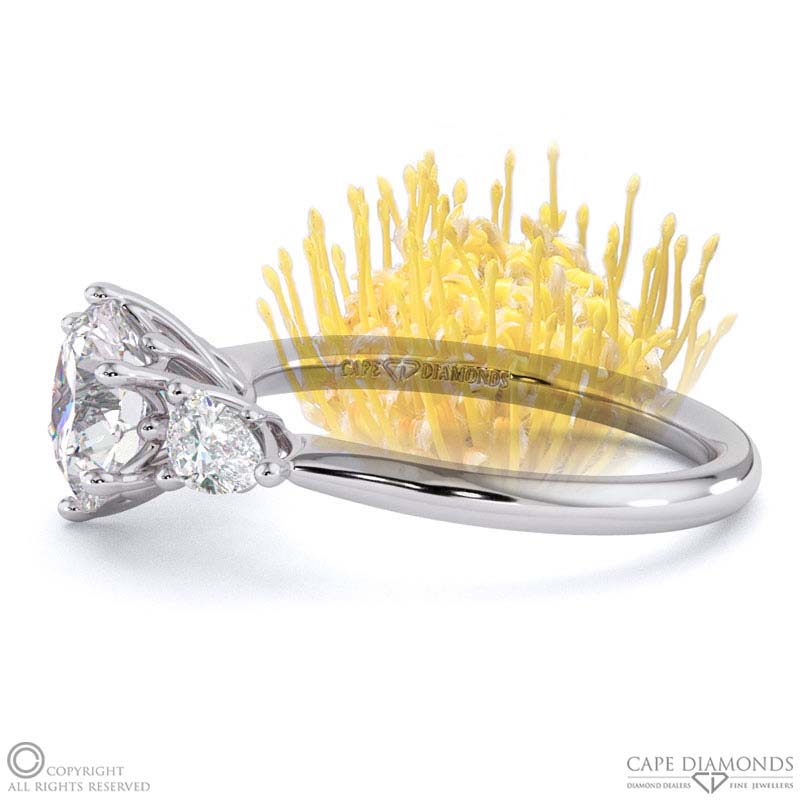 Diamond Pin Cushion Round Pear Trilogy Engagement Ring White Gold ...