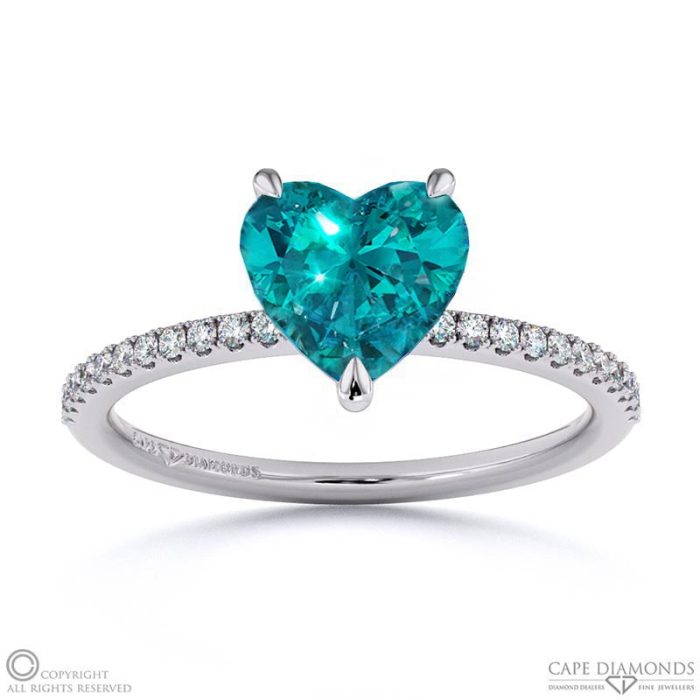 Alexandrite Heart Side Stone Claw Engagement Ring White Gold | Cape ...