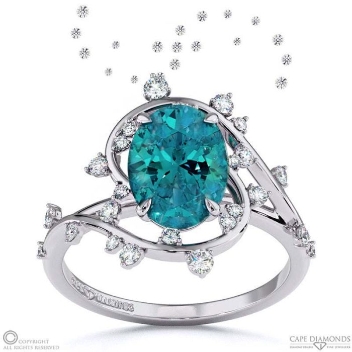 Milky Way Star Alexandrite Oval Engagement Ring White Gold | Cape Diamonds
