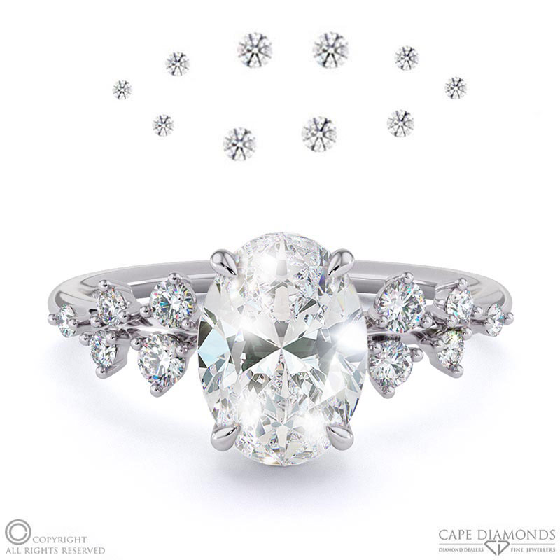 Lab Grown Diamond Oval Stardust Engagement Ring White Gold | Cape Diamonds