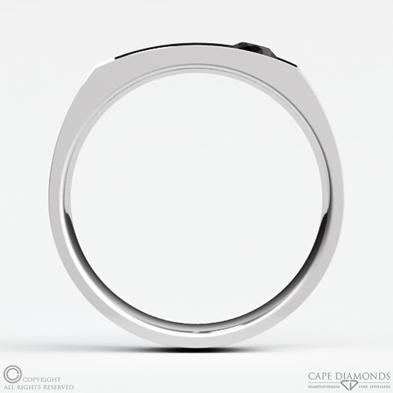 White Gold Rectangle Signet Black Diamond Mens Wedding Ring | Cape Diamonds