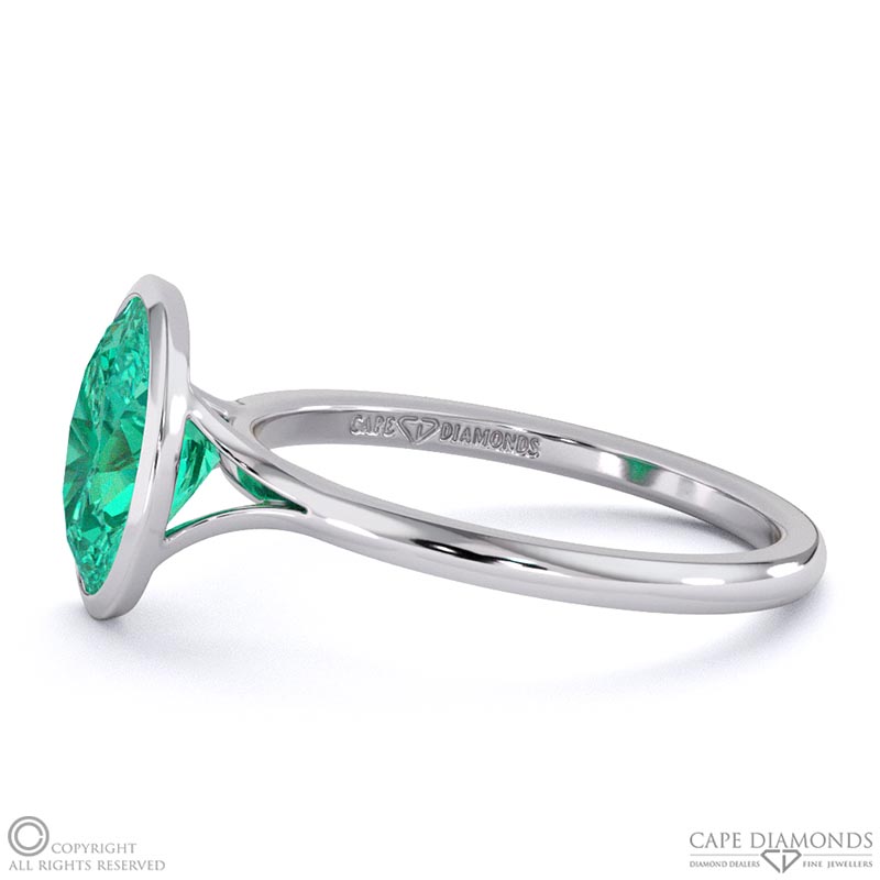 Tourmaline Oval Cut Bezel Setting Split Band White Gold Engagement Ring ...