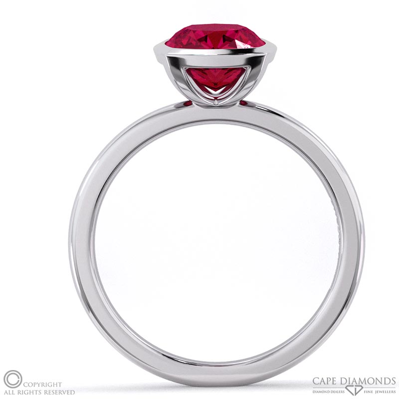 Ruby Cushion Cut Basket Bezel Setting Solitaire White Gold Engagement ...